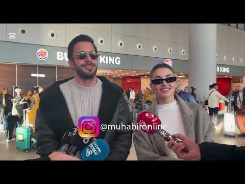 Barış Arduç ve Hande Erçel Rüzgara Bırak filminin Berlin galası dönüşü havalimanında görüntülendi
