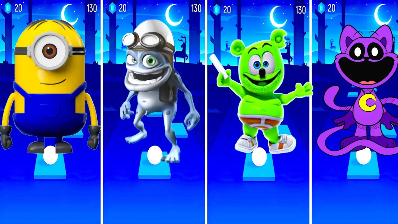Minions 🆚 Crazy Frog 🆚 Gummy Bear 🆚 Catnap Animation - Tiles Hop Edm ...