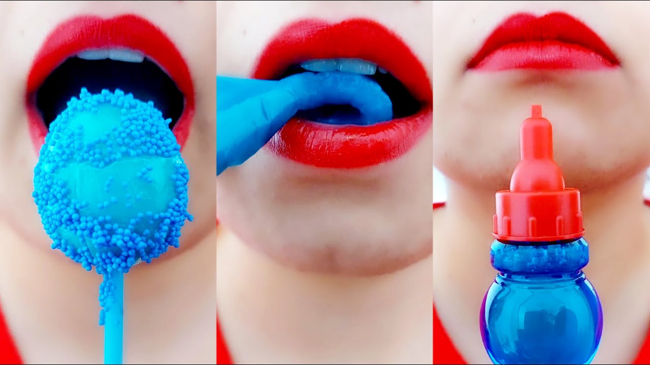 Yummy Blue Food ASMR : Satisfying Blue Food Eating Sounds - YouTube