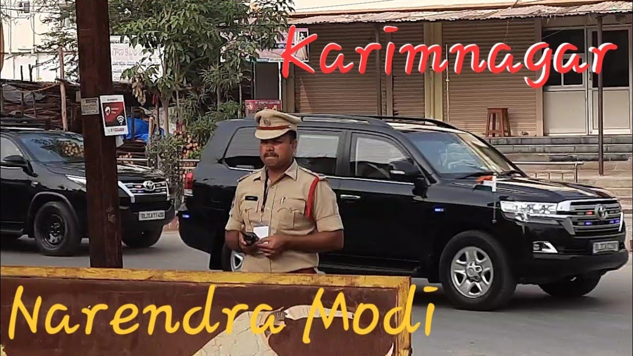 PM Narendra Modi in Karimnagar || High Security Convoy in Karimnagar ...