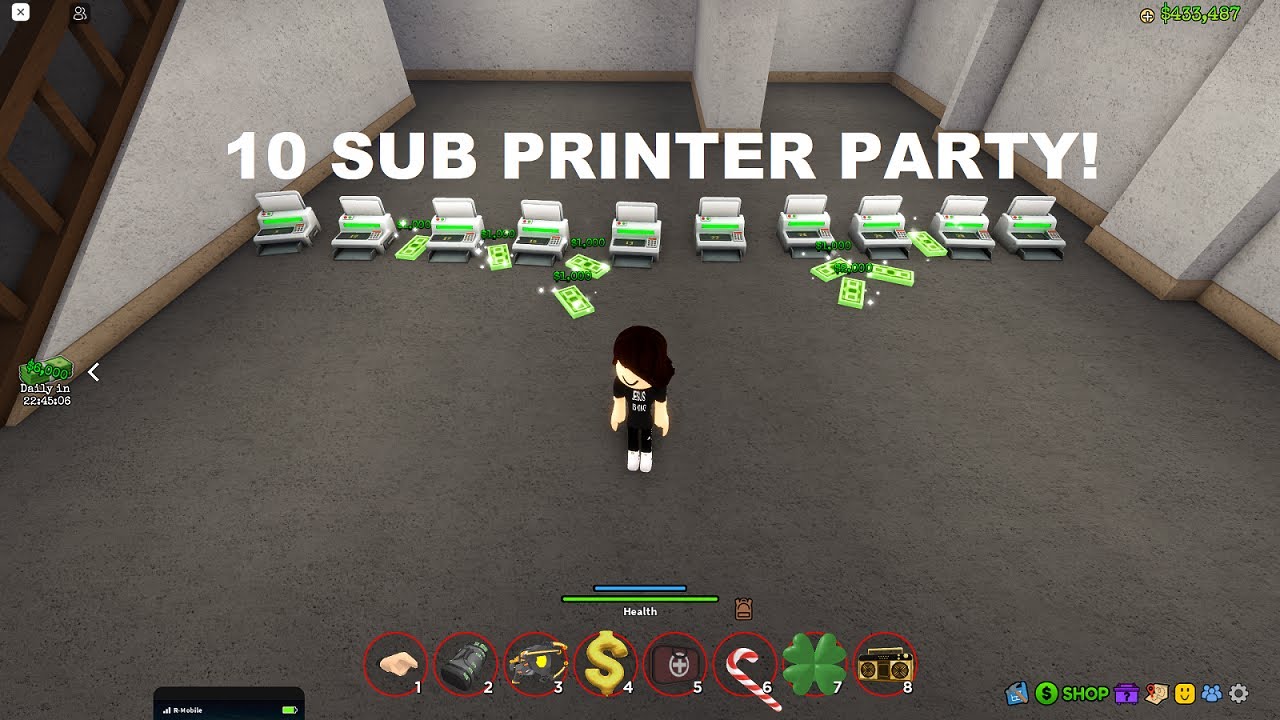 SPAWNING A LOT OF MONEY PRINTERS!!! 10 Sub Special! (Roblox Ohio) - YouTube