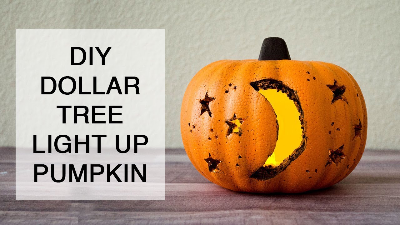 DIY Dollar Tree Fall Decor Light Up Pumpkin / Pier 1 Import Dupe - YouTube