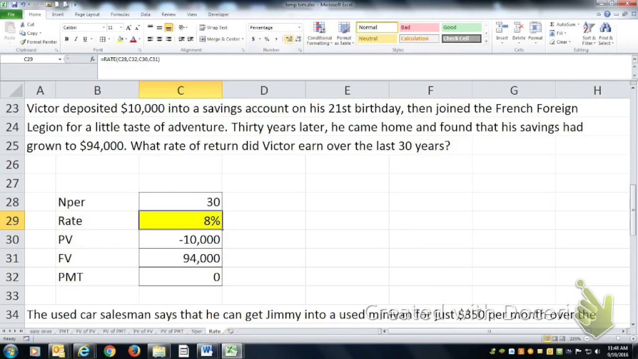 Simple TVM Problems - solving for RATE - YouTube