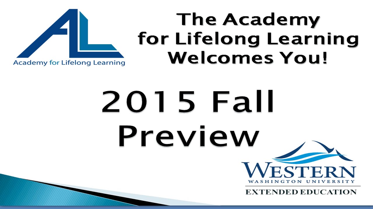 Academy for Lifelong Learning 2015 Fall Preview - YouTube