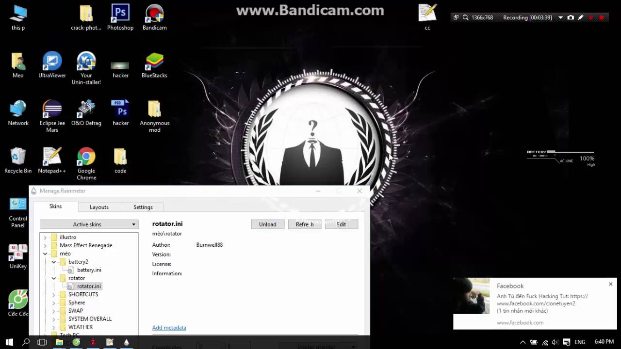 Tạo Desktop Hacker (Rainmeter) Anonymous - YouTube