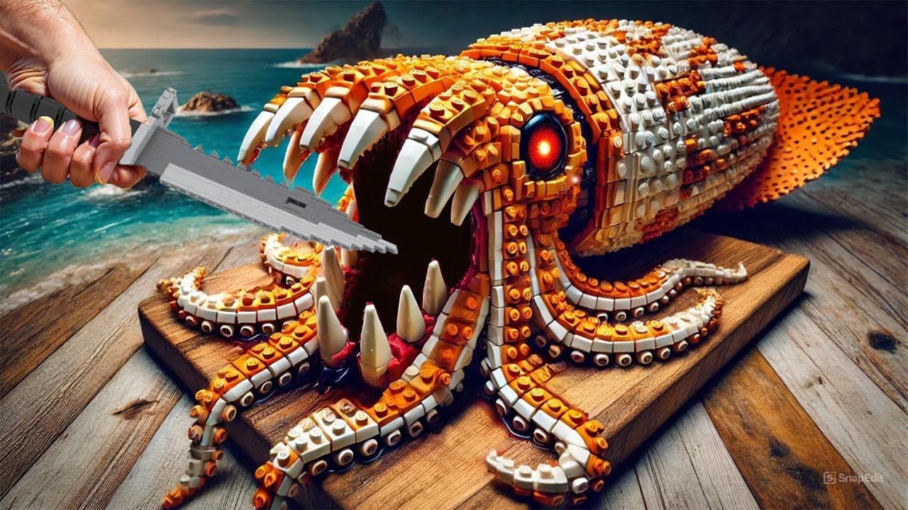 Crispy DEEP-FRIED Calamari Squid Monster! 🦑 LEGO Cooking ASMR Magic ...