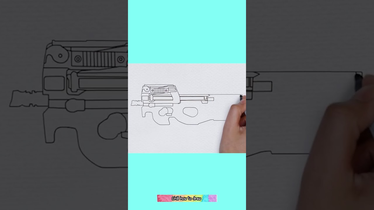 How to draw P90 gun Peace Elite Very easy #drawing #draw pubg free fire ...