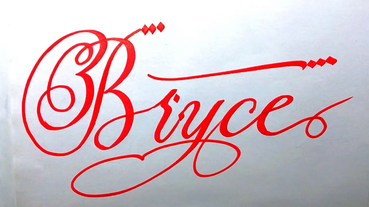 Bryce Name Signature Calligraphy Status | How to Cursive write with cut ...