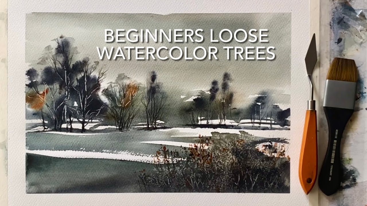 SIMPLE Beginners LOOSE TREES WATERCOLOR Landscape Watercolour Wet In ...