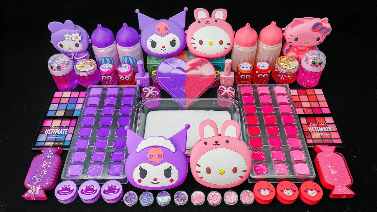 SANRIO KUROMI vs HELLO KITTY I Mixing Random into Glossy Slime I ...