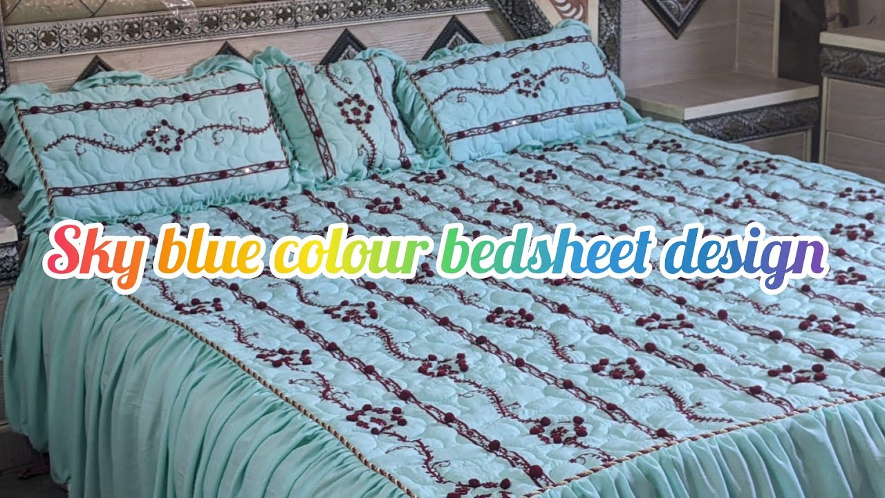 chiffon sky colour bedsheet design - YouTube