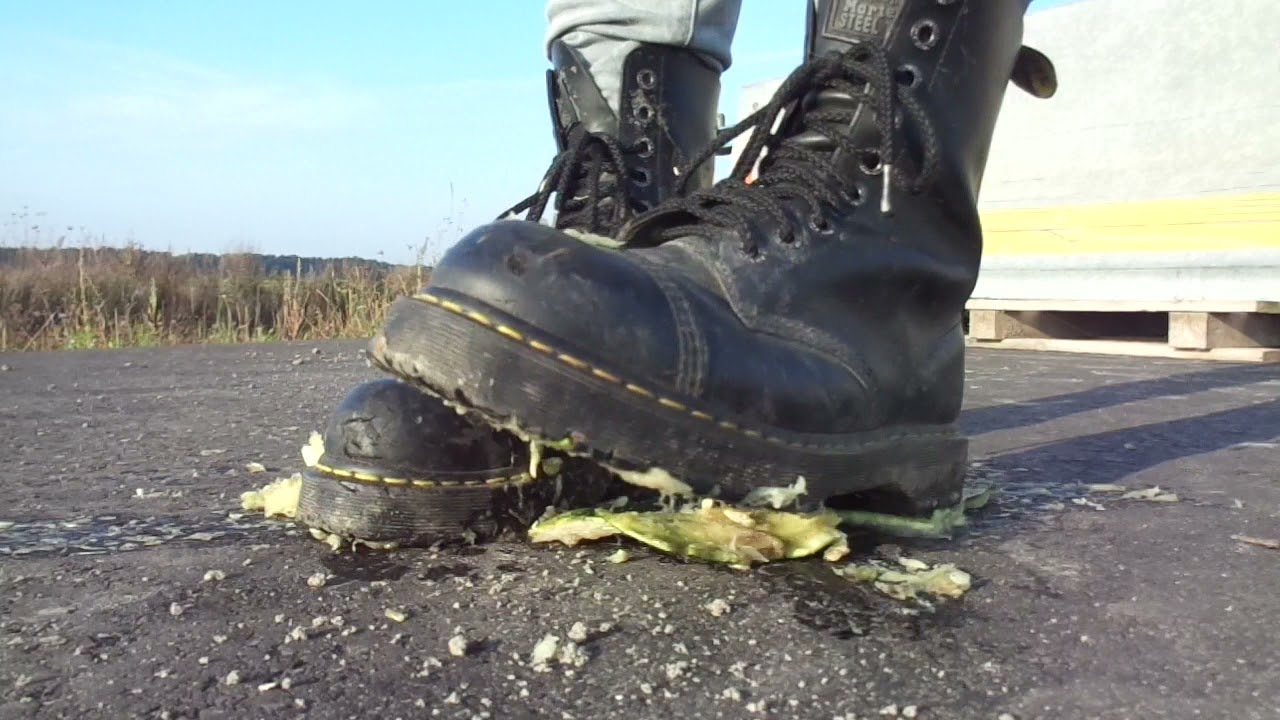 Dr Martens Steel Toe boots food stomp trample Zucchini / Courgette ...