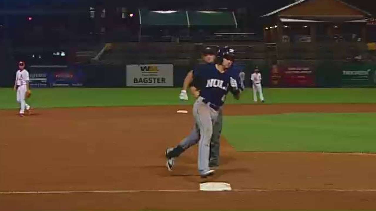 Vinny Rottino homers for the Zephyrs - YouTube