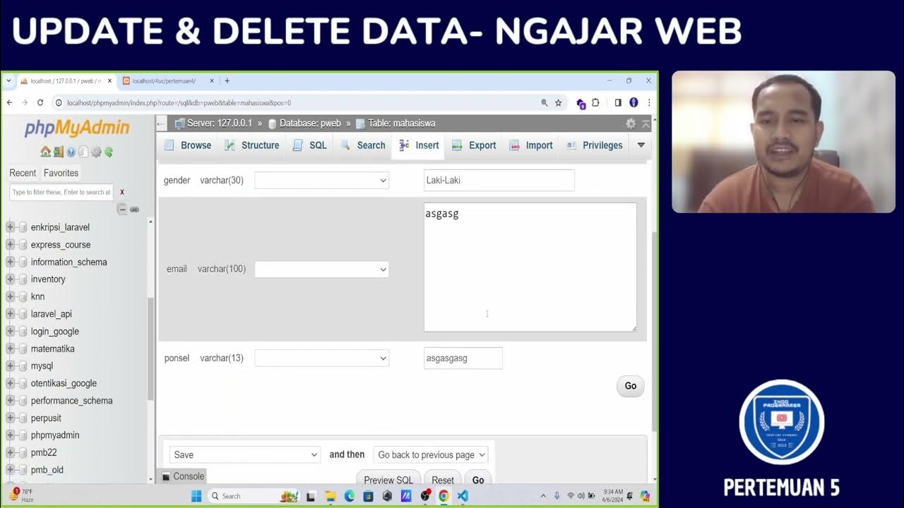 Update & Delete Data - Ngajar Web - YouTube