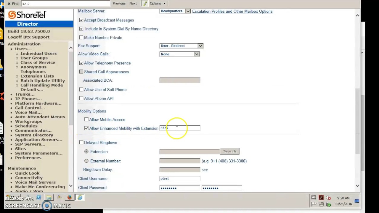 Creating a ShoreTel Mobility User pt1 - YouTube