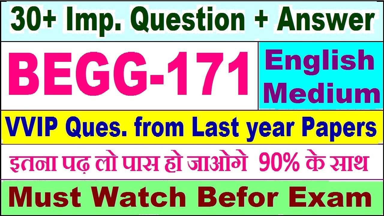 BEGG 171 important questions with answer | begg 171 Previous Year ...