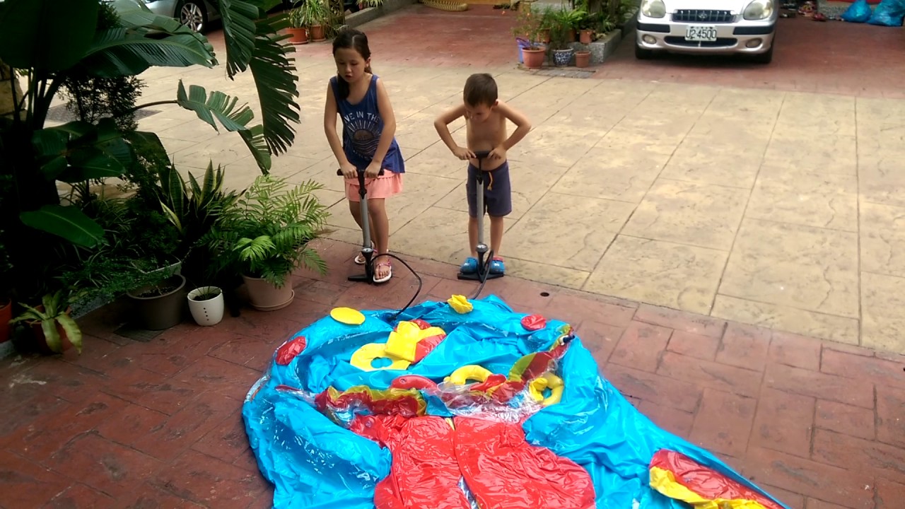 Paddling pool inflation - YouTube