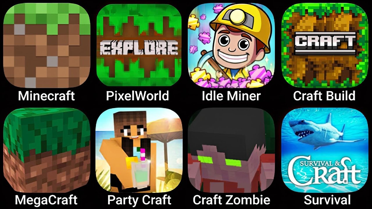 Minecraft, PixelWorld, Idle Miner, Craft Build Block, MegaCraft, Party ...