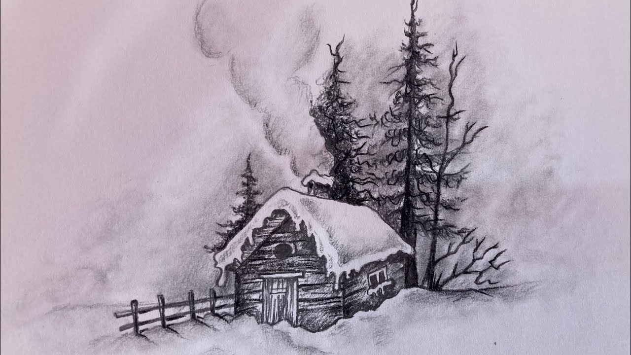 How To Make Easy Pencil Drawing || Snow And Nature #pencil #drawing # ...