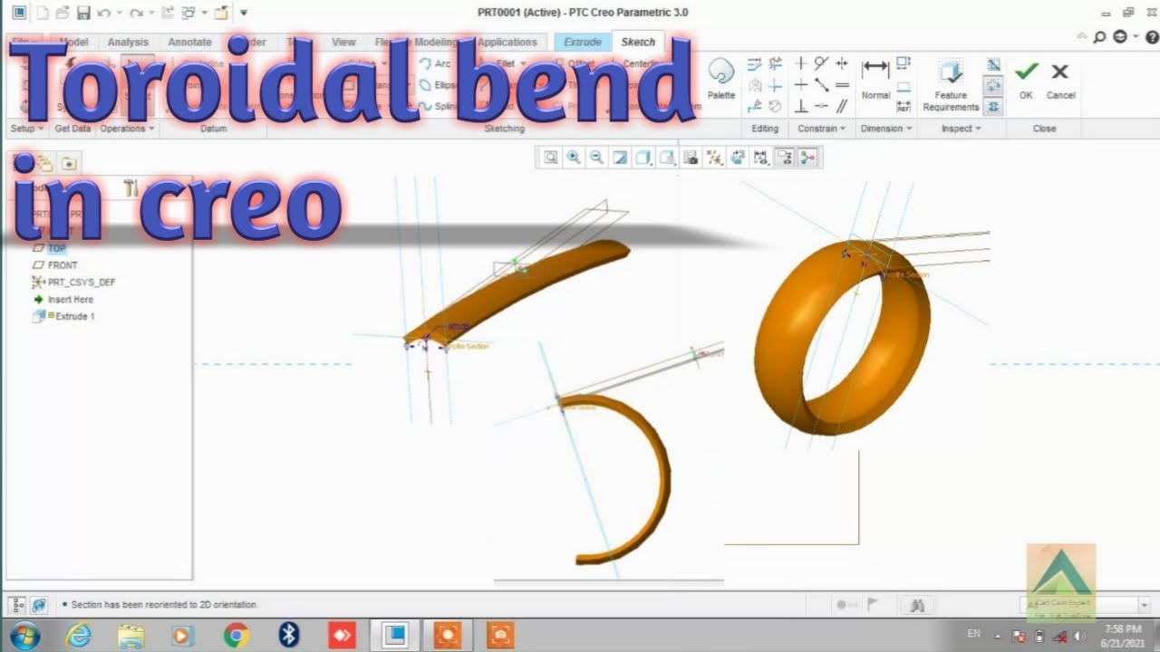 Toroidal bend in Creo || CAD CAM EXPERT - YouTube