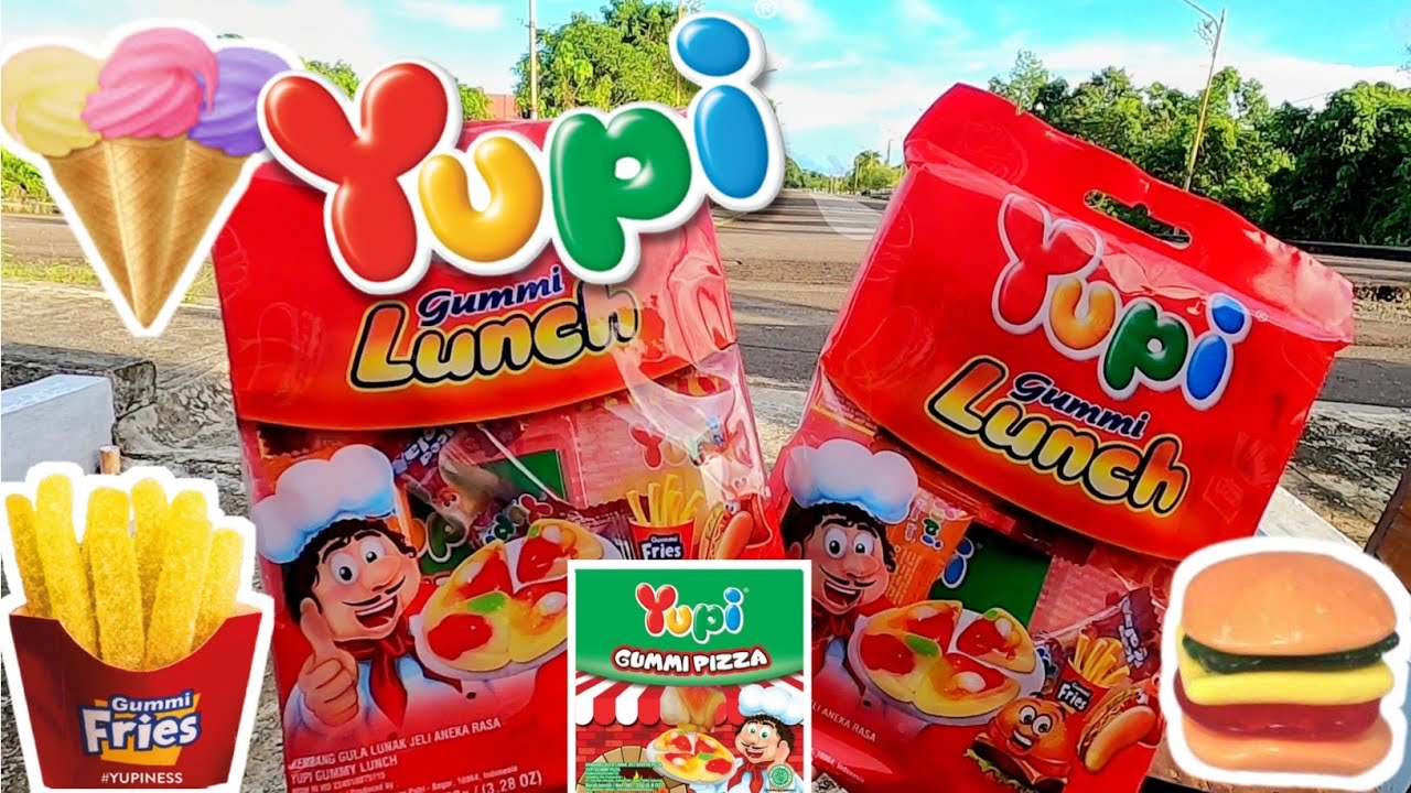 Review yupi gummy lunch | gummy pizza,burger,cola-cola,hot dog - YouTube