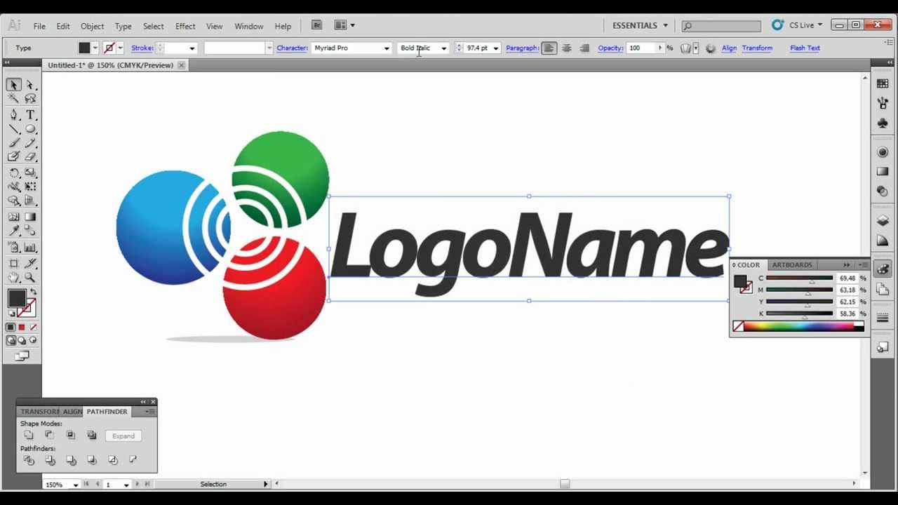 Logo for multimedia company tutorial (illustrator cs5) - YouTube