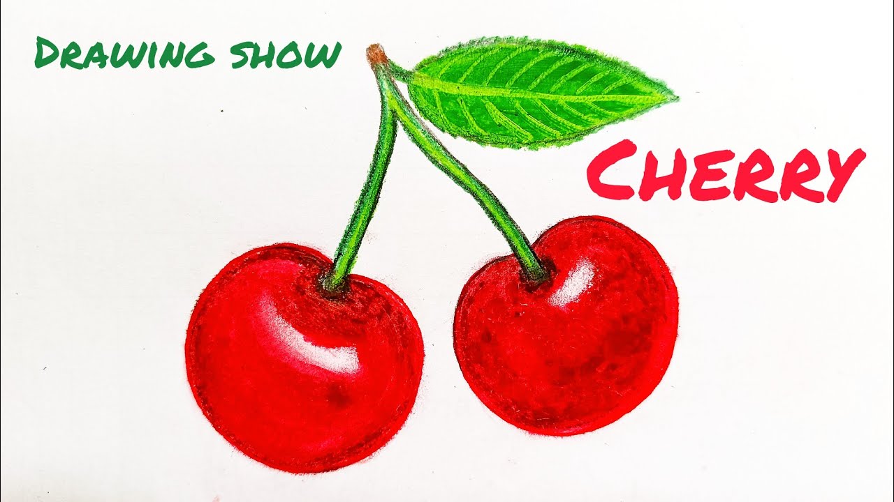 Cherry Drawing Easy || How to draw cherry easy step by step || fruits ...