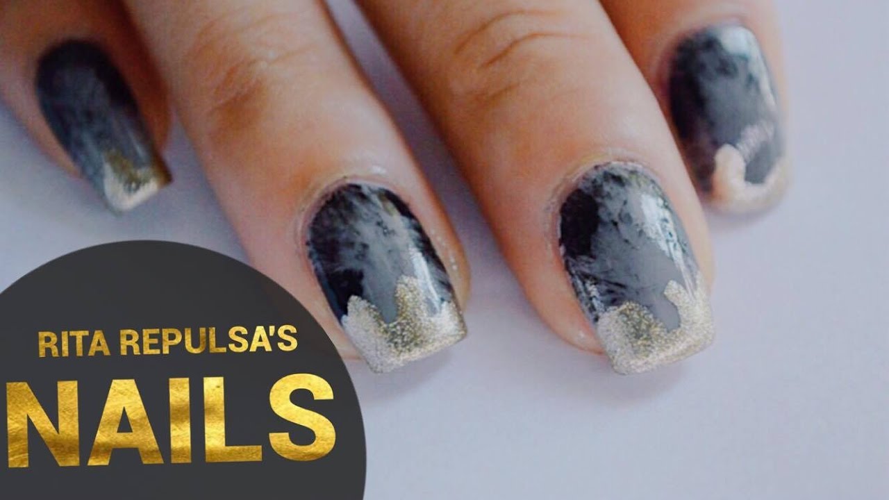 Power Rangers Rita Repulsa's Nails | Gold French Tip - YouTube