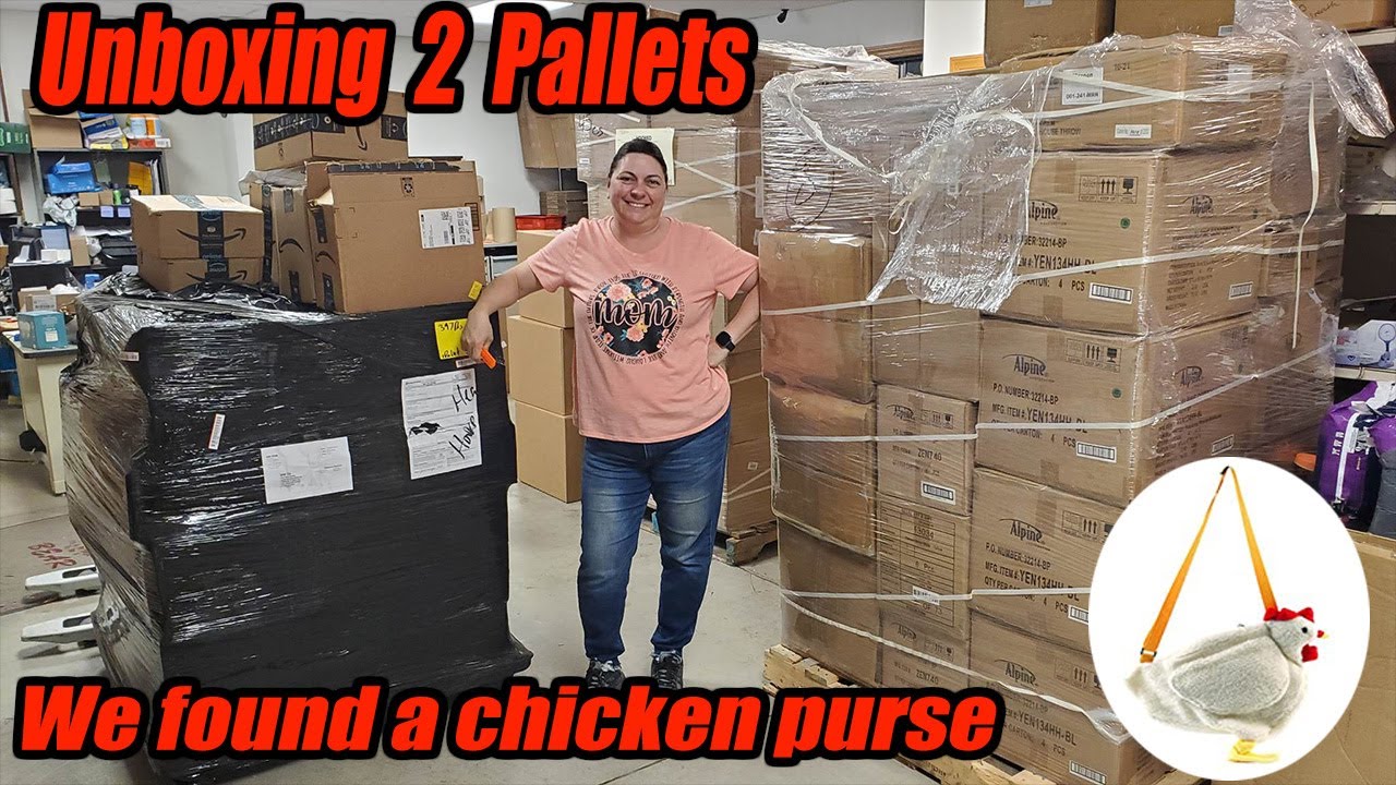 Unboxing 2 pallets of Products - We found a Chicken purse! We also ...