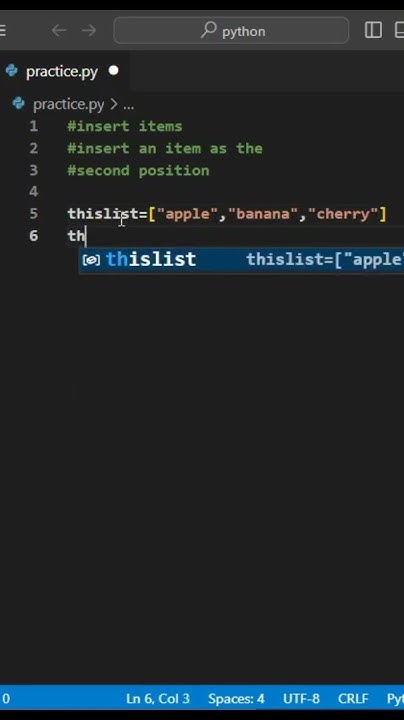 Insert Items 😲python Pythonprogramming Code Programming Coder Codes Youtube