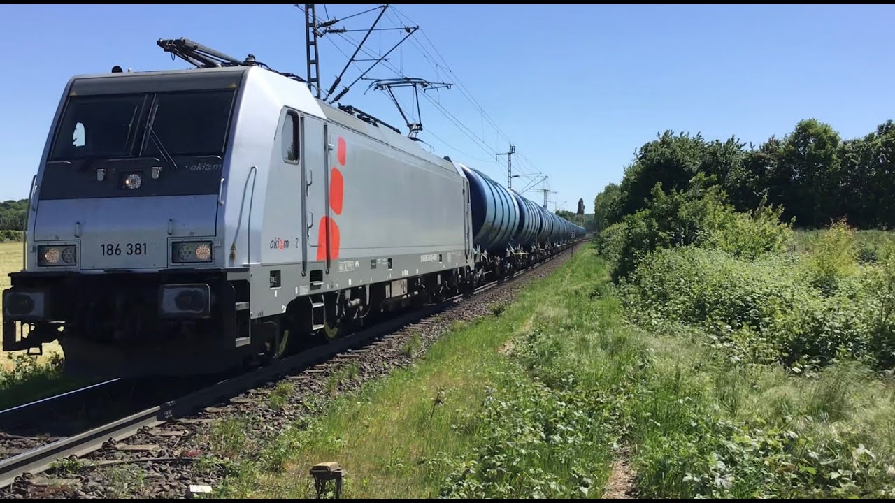 Traxx locomotive 186 381 HSL with Tankers freight Train at ...