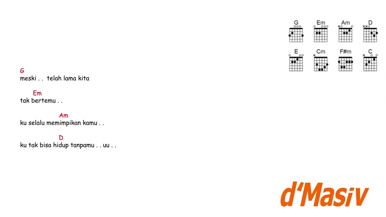 kunci gitar & lirik lagu | D'Masiv - rindu setengah mati - YouTube