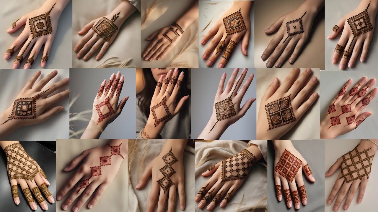 Tikki mehndi designs 2025| Square mehndi designs for back hand ...