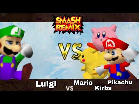 Luigi 🆚 Mario e Kirby e picachu super smash bros 64 remix versão 0.9 - YouTube