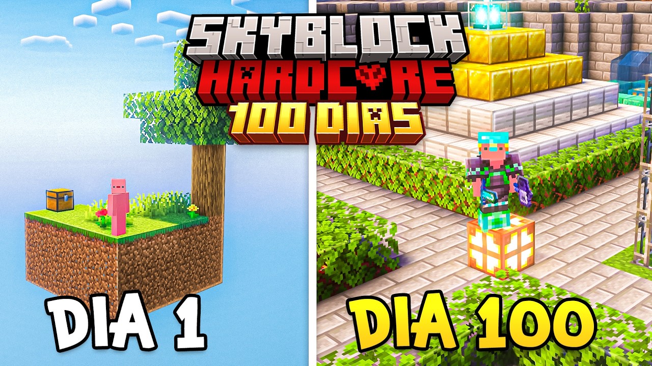 Sobreviví 100 DÍAS en un SKYBLOCK EN MINECRAFT HARDCORE - YouTube