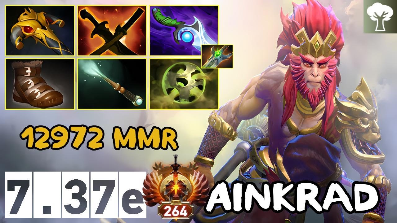 Ainkrad - Monkey King Pos 2 - 12972 MMR - 7.37e - Immortal Dota - YouTube