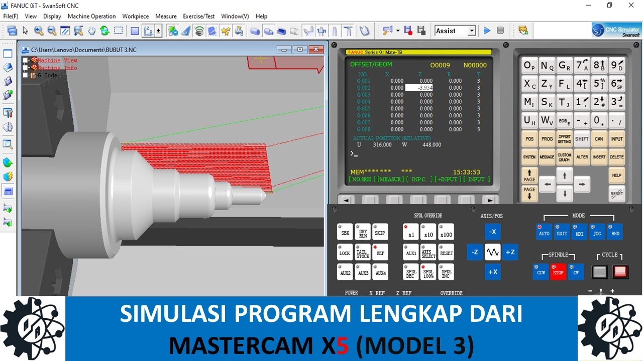 Full !! Membuat Program dari MasterCAM X5 Langsung Simulasi Lat 3 ...