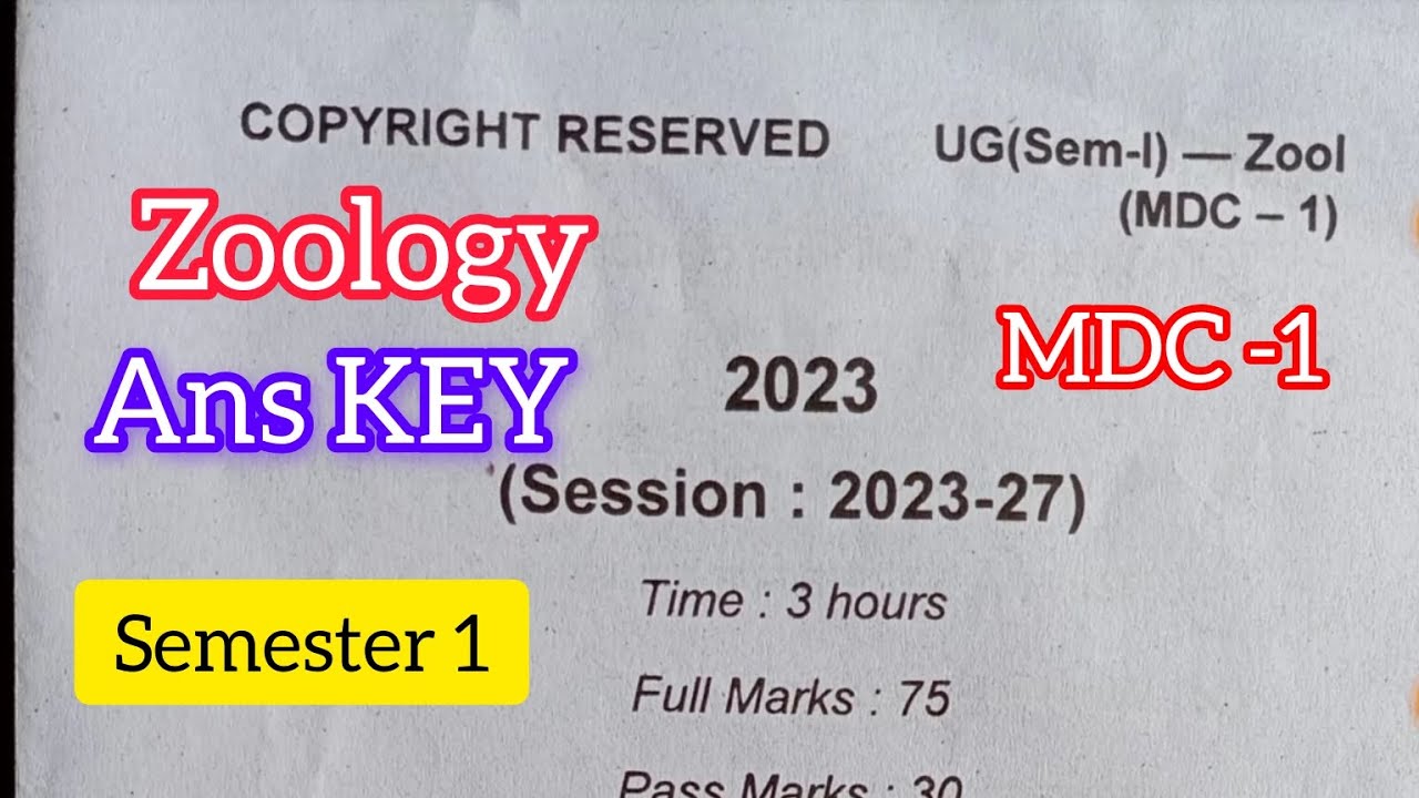 zoology 2023-27 answer key MDC 1 Zoology question paper 📜 - YouTube