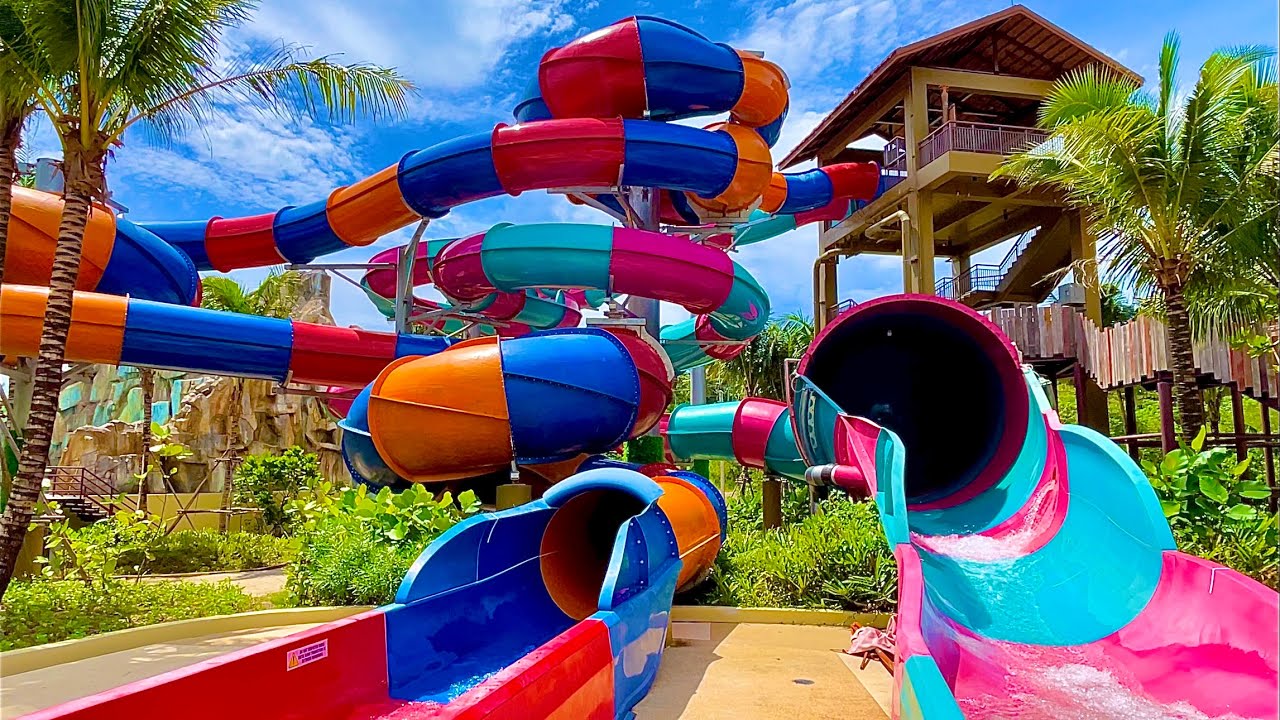 The Curving Cavern Water Slide at Andamanda Phuket - YouTube