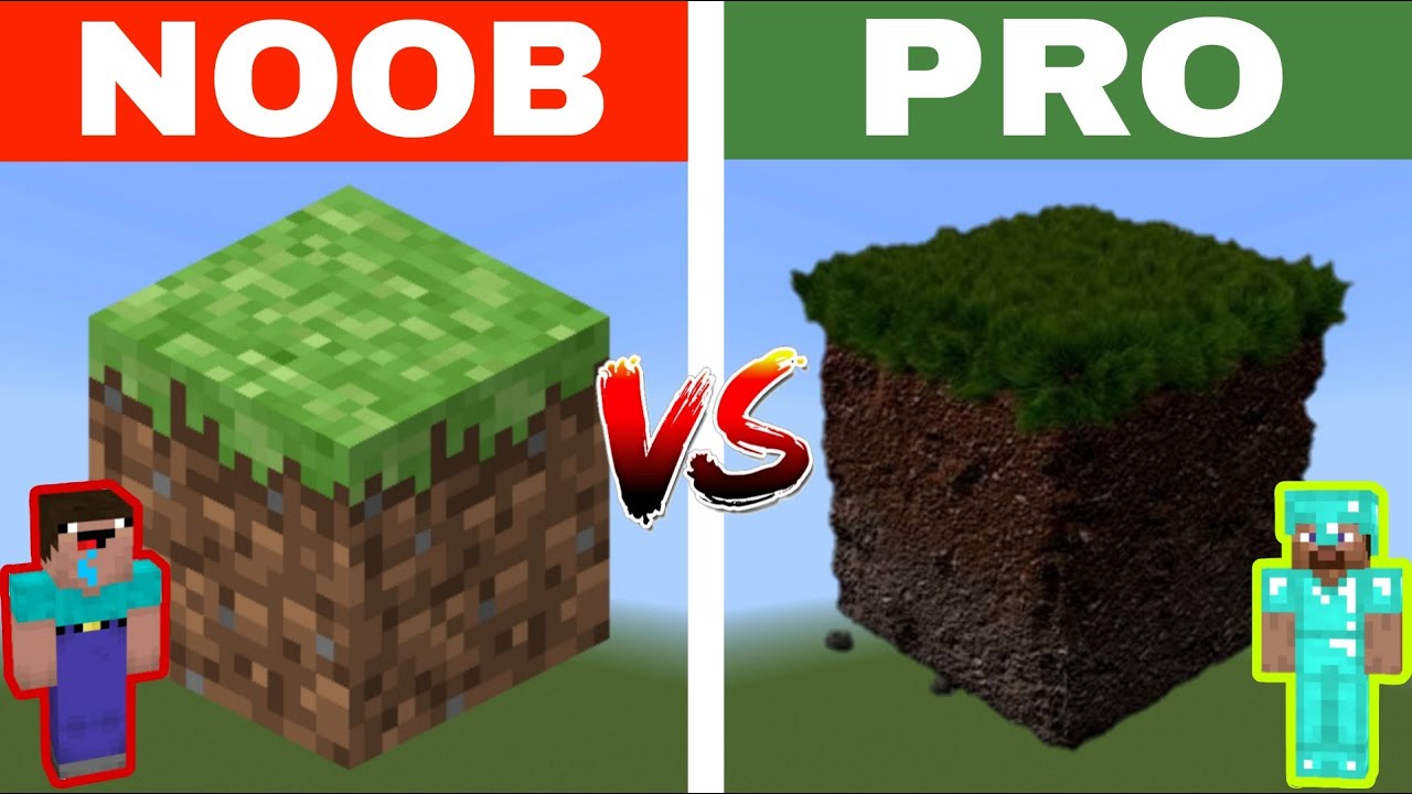 Minecraft Pixel Art (Noob Vs Pro) Grass Block - YouTube