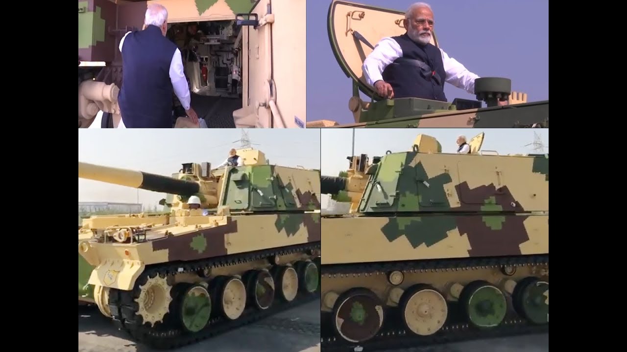 PM Narendra Modi checks out tanks in Gujarat's Hazira - YouTube