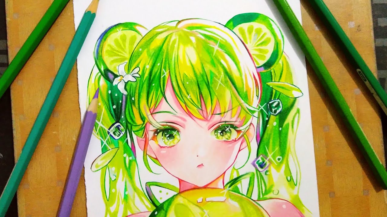 Drawing "Lime" Anime Girl!! - YouTube