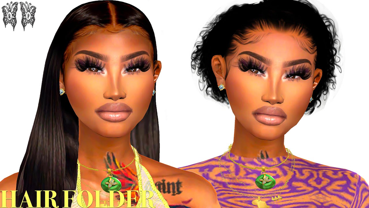 MY ENTIRE HAIR CC FOLDER | The Sims 4 | BEST BLACK/URBAN Sims 4 CC ...