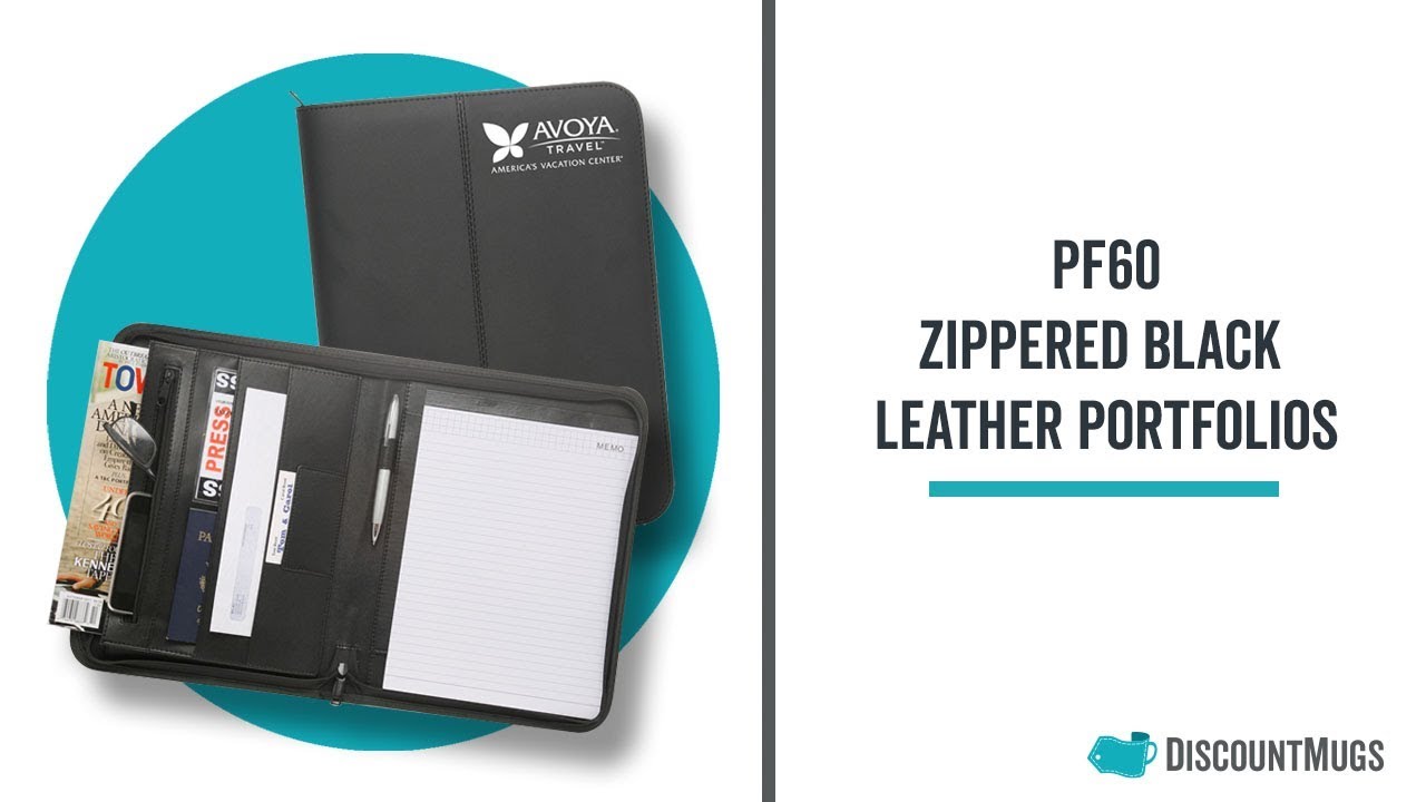 Personalized Zippered Black Leather Portfolios - YouTube