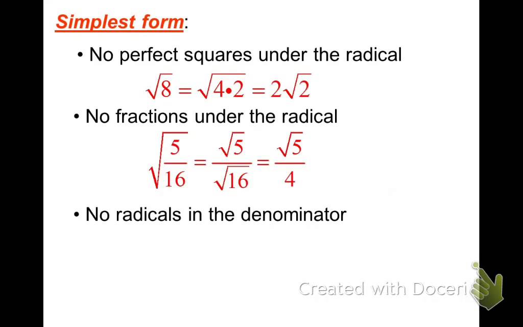 simplifying radicals, rules and tools - YouTube