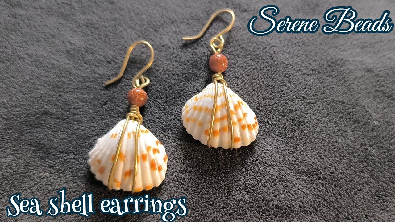 How to make sea shell earrings | How to wire wrap no hole sea shell ...