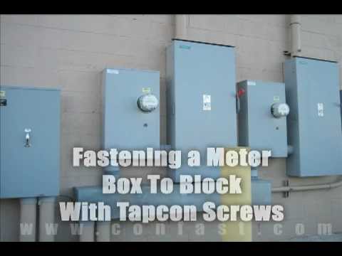 Electrical Meter Box Fastened to Block Using Tapcon Masonry Screws ...