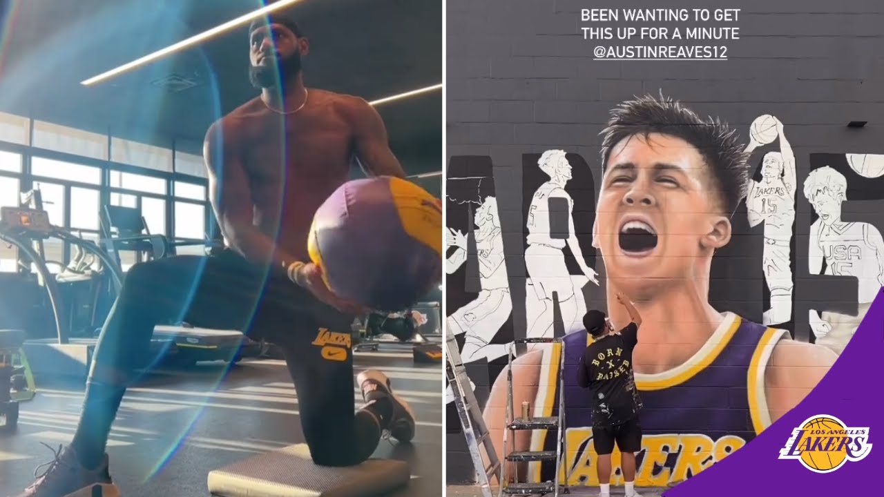 Austin Reaves gets a mural in LA and LeBron Off season workout! - YouTube