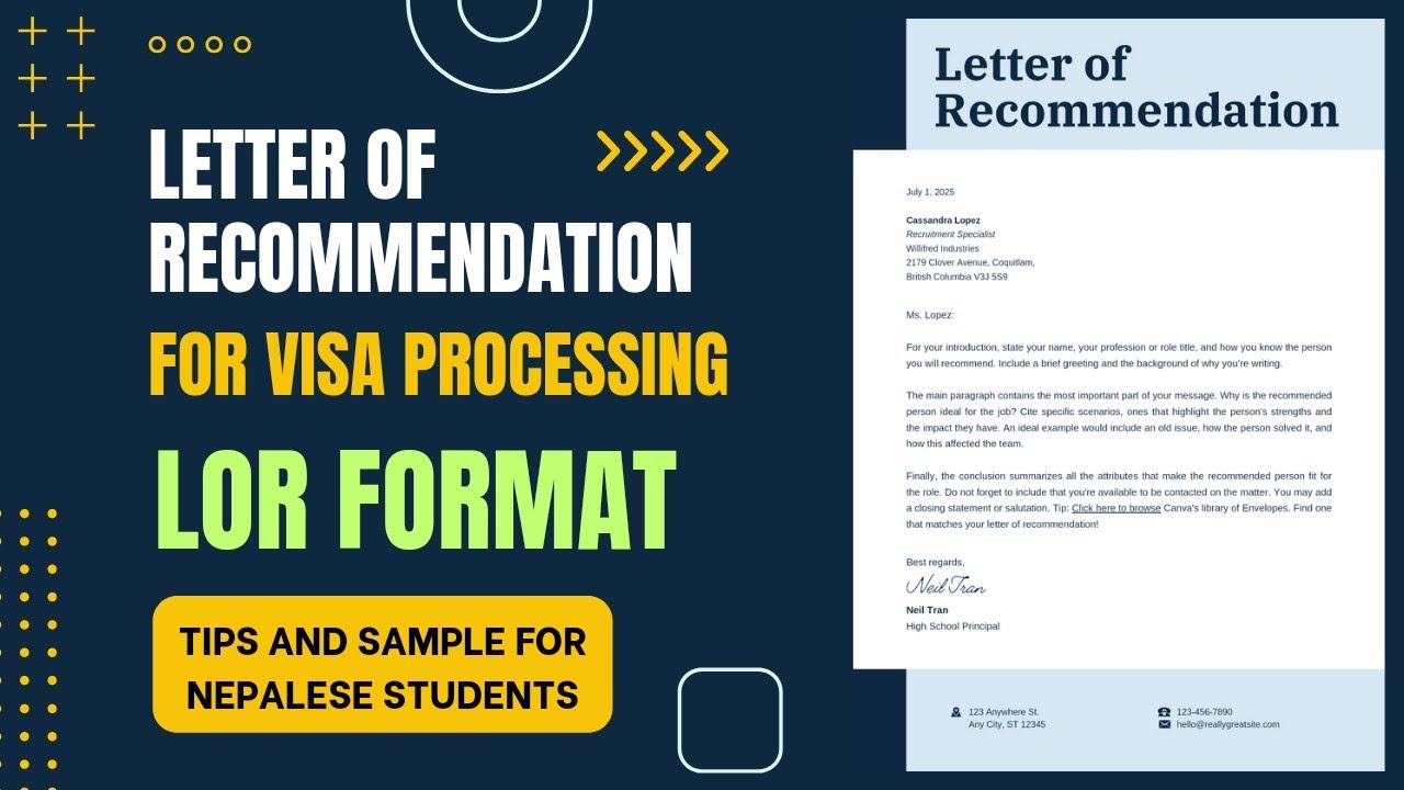 Letter of Recommendation (LOR) for Visa Processing | Important Tips and ...