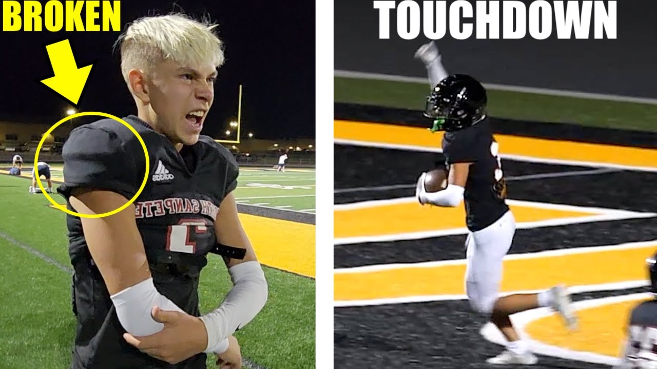 TOUCHDOWN with a BROKEN SHOULDER at FOOTBALL CAMP! 🏈 - YouTube